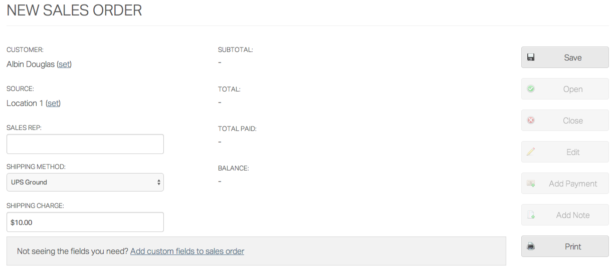 Creating Sales Orders