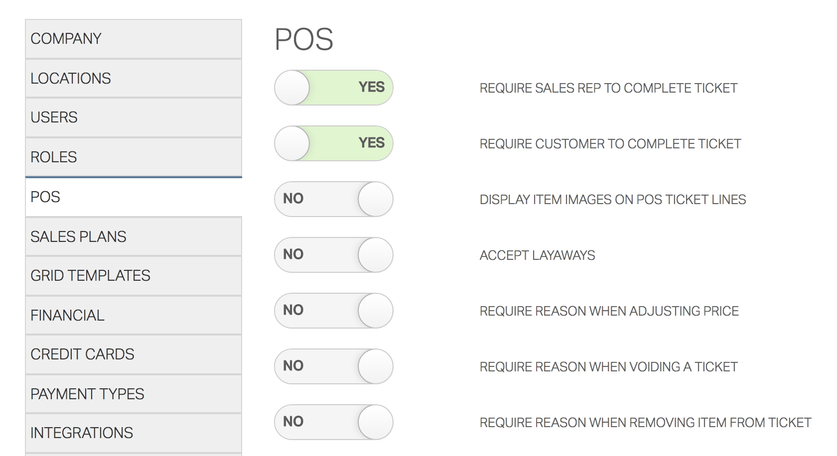 Is it possible to make sales rep and customers required at the POS?