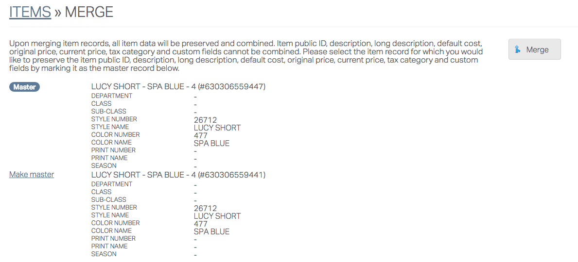 How to merge duplicate items