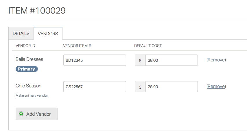 Adding Multiple Vendors to an Item