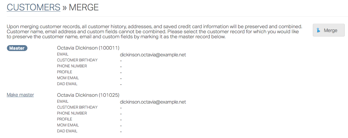 How to merge duplicate customers