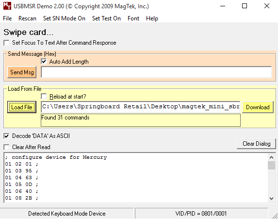 Configuring your MagTek Mini USB card reader for Vantiv (formerly Mercury).