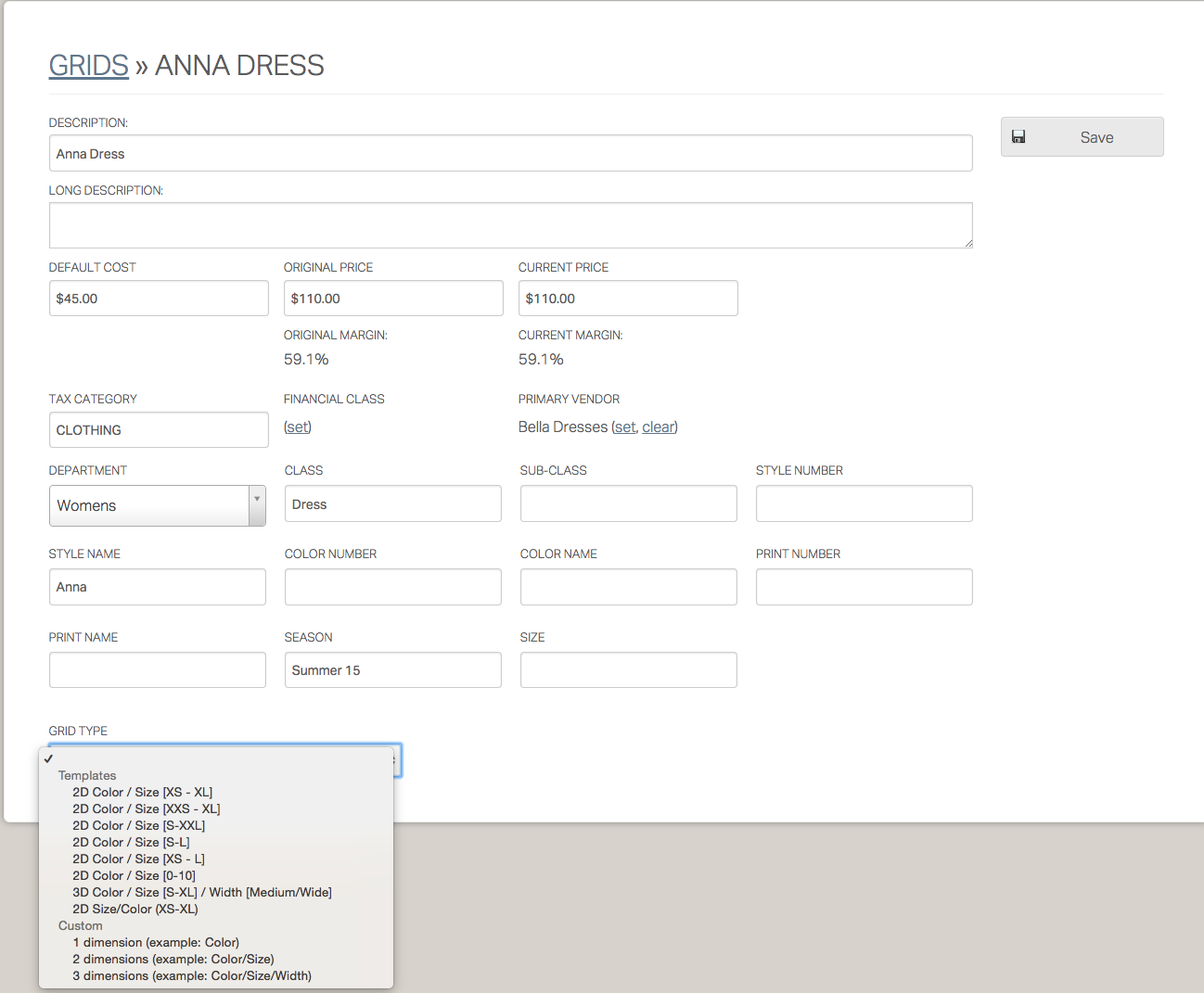 Create grid templates for size ranges and faster grid creation