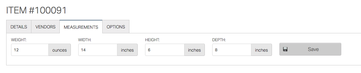 How to add item measurements